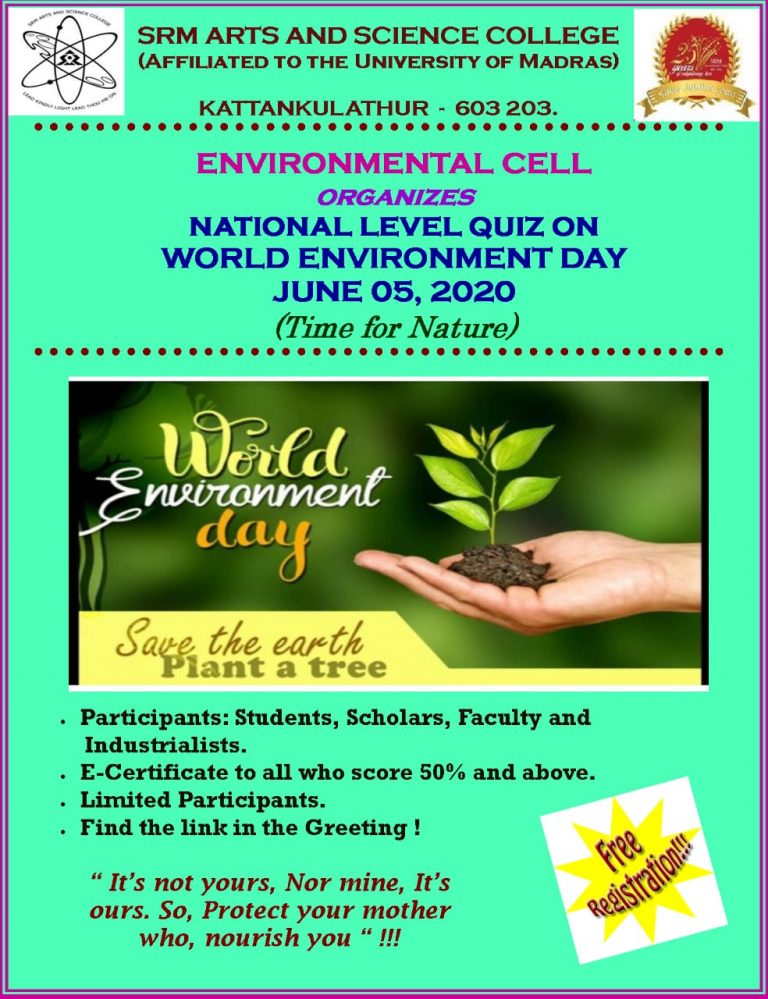 National Level Quiz on World Environment Day - SRM Arts and Science College